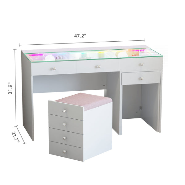 Diana Vanity Desk w Hidden Stool – MissionFurniture